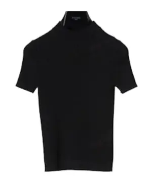 Celine Short-sleeved Turtleneck Ribbed Knit Sweater