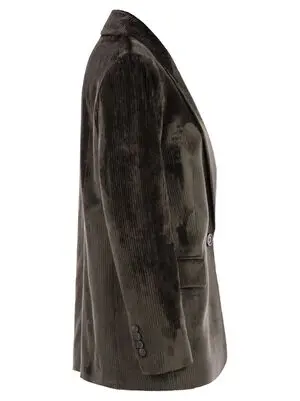 Peserico Velvet Striped Blazer - Black