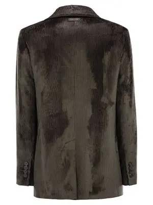 Peserico Velvet Striped Blazer - Black