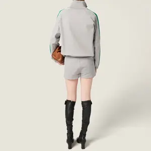 Miu Miu Technical Yarn Mini Shorts - Grey/green