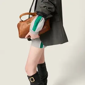 Miu Miu Technical Yarn Mini Shorts - Grey/green