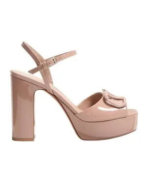 Valentino Garavani Vlogo Signature Patent Leather Platform Sandal 115mm - Nude