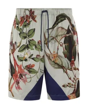 Dries Van Noten Graphic Printed Drawstring Shorts - Black