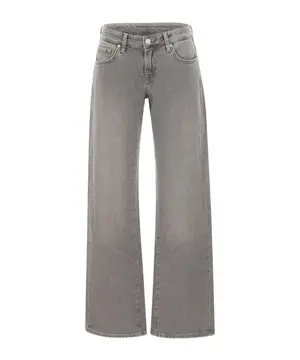 7 For All Mankind Low-rise Straight Leg Jeans - Grey