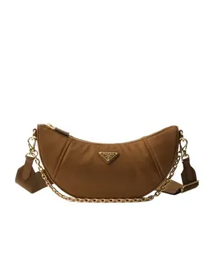 Prada Re-nylon Demi-lune Shoulder Bag - Brown