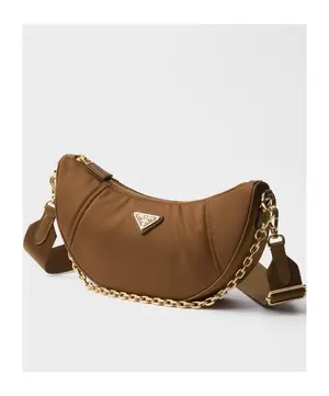 Prada Re-nylon Demi-lune Shoulder Bag - Brown