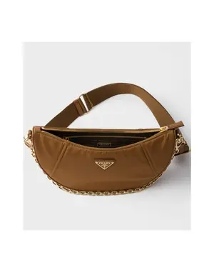Prada Re-nylon Demi-lune Shoulder Bag - Brown