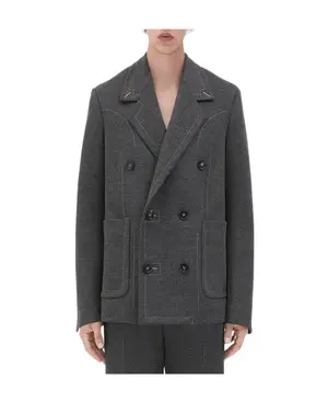 Bottega Veneta Logo Woolen Flannel Coat