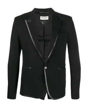 Saint Laurent Contrast Trim Blazer - Black