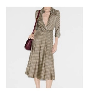 Gucci Monogrammed Silk Shirt Dress
