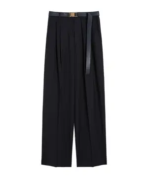 Max Mara Bergamo Belted Pleated Trousers - Blue