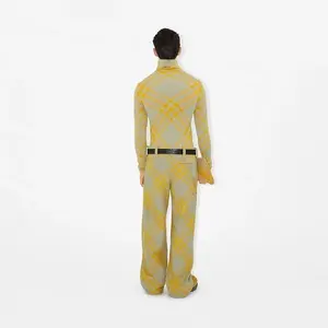 Burberry Checked Roll Neck Jumper - Nude