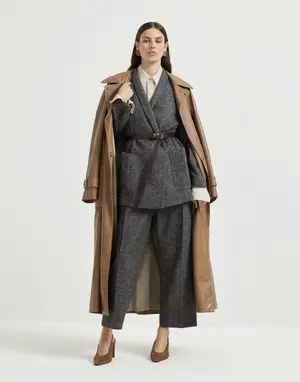 Brunello Cucinelli Herringbone Patterned Belted Jacket