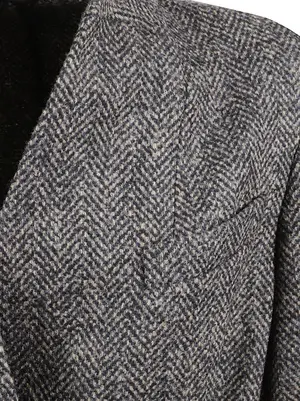 Brunello Cucinelli Herringbone Patterned Belted Jacket