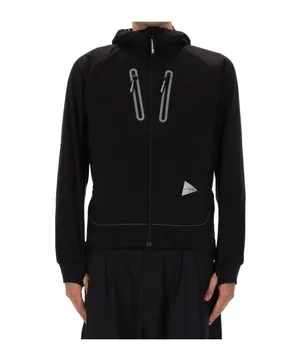 AND WANDER Hooded Casual Jacket - Black