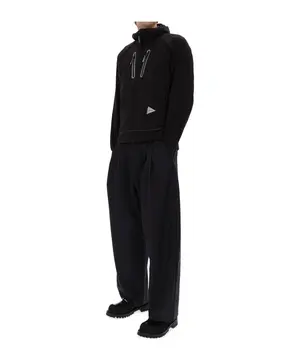 AND WANDER Hooded Casual Jacket - Black