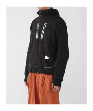 AND WANDER Hooded Casual Jacket - Black