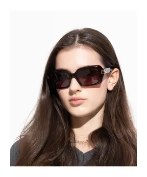 Balenciaga Rectangle Frame Sunglasses - Brown