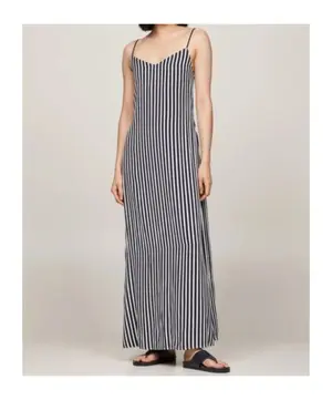 Tommy Hilfiger Sleeveless Striped Maxi Dress - Black