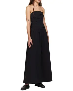 ST. AGNI Strapless Crinkled Cotton-blend Maxi Dress