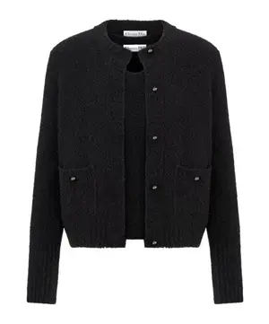 Dior Textured Knit Twinset With Gold-finish Tribales Buttons