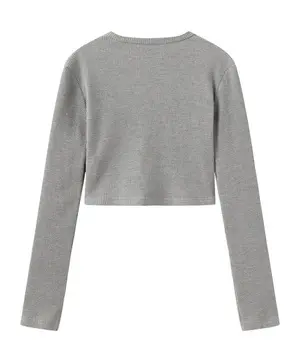 Marissa Chiara Long Sleeve Cropped T-shirt With Embroidered Logo