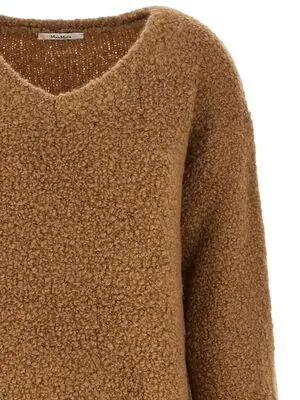 Max Mara Pantera V-neck Long-sleeve Jumper - Camel
