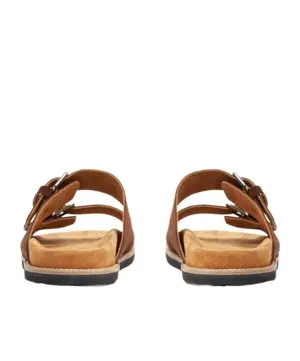 SCAROSSO Enea Buckled Slip-on Sandals - Brown