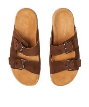 SCAROSSO Enea Buckled Slip-on Sandals - Brown