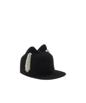 MAISON MICHEL Crystal-embellished Jamie Hat - Black
