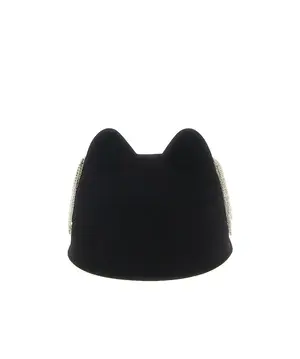 MAISON MICHEL Crystal-embellished Jamie Hat - Black