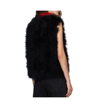 YVES SALOMON Cropped Feather Vest - Black