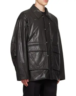 WOOYOUNGMI Leather Lapel Long-sleeved Casual Jacket