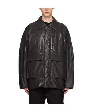 WOOYOUNGMI Leather Lapel Long-sleeved Casual Jacket