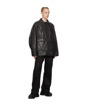 WOOYOUNGMI Leather Lapel Long-sleeved Casual Jacket