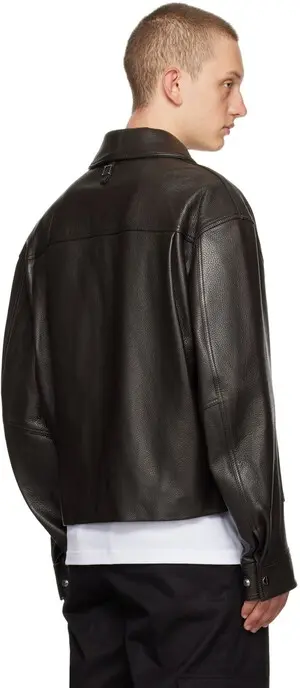 WOOYOUNGMI Leather Lapel Long-sleeved Casual Jacket