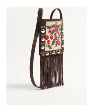 Valentino Garavani Small Crossbody Bag With Cherry Motif And Fringe - Multicolor