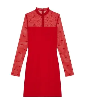 Givenchy Mock Neck Dress In Bi-material 4g Pattern