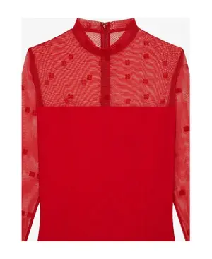 Givenchy Mock Neck Dress In Bi-material 4g Pattern