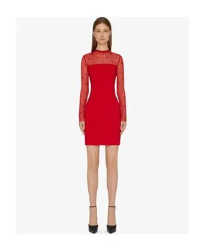 Givenchy Mock Neck Dress In Bi-material 4g Pattern