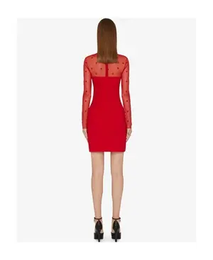 Givenchy Mock Neck Dress In Bi-material 4g Pattern