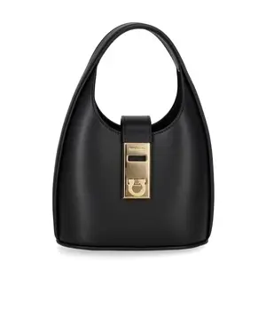 FERRAGAMO Logo Details Satchel - Black