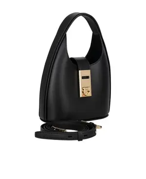 FERRAGAMO Logo Details Satchel - Black