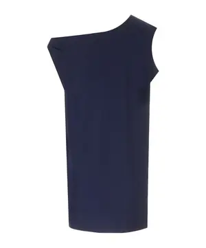 Norma Kamali Asymmetrical Shoulder Drop Mini Dress