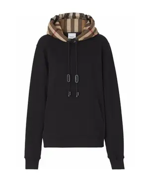 Burberry Vintage Check Cotton Hoodie - Black