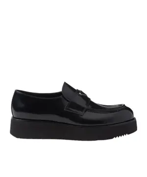 Prada Leather Loafers With Enamel Logo Detail