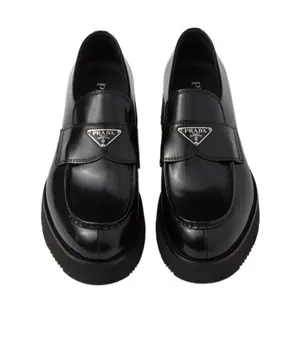 Prada Leather Loafers With Enamel Logo Detail