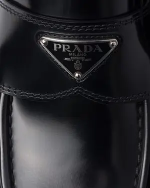 Prada Leather Loafers With Enamel Logo Detail