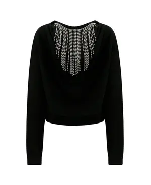AREA Crystal Tassel Embellished Pullover