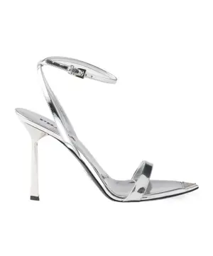 Prada Metallic Leather High-heeled Sandals - Silver